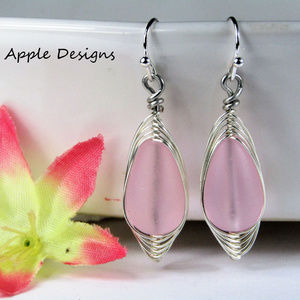 Bad Apple Designs | Jewelry | Handmade Pink Sea Glass Teardrop Earrings ...